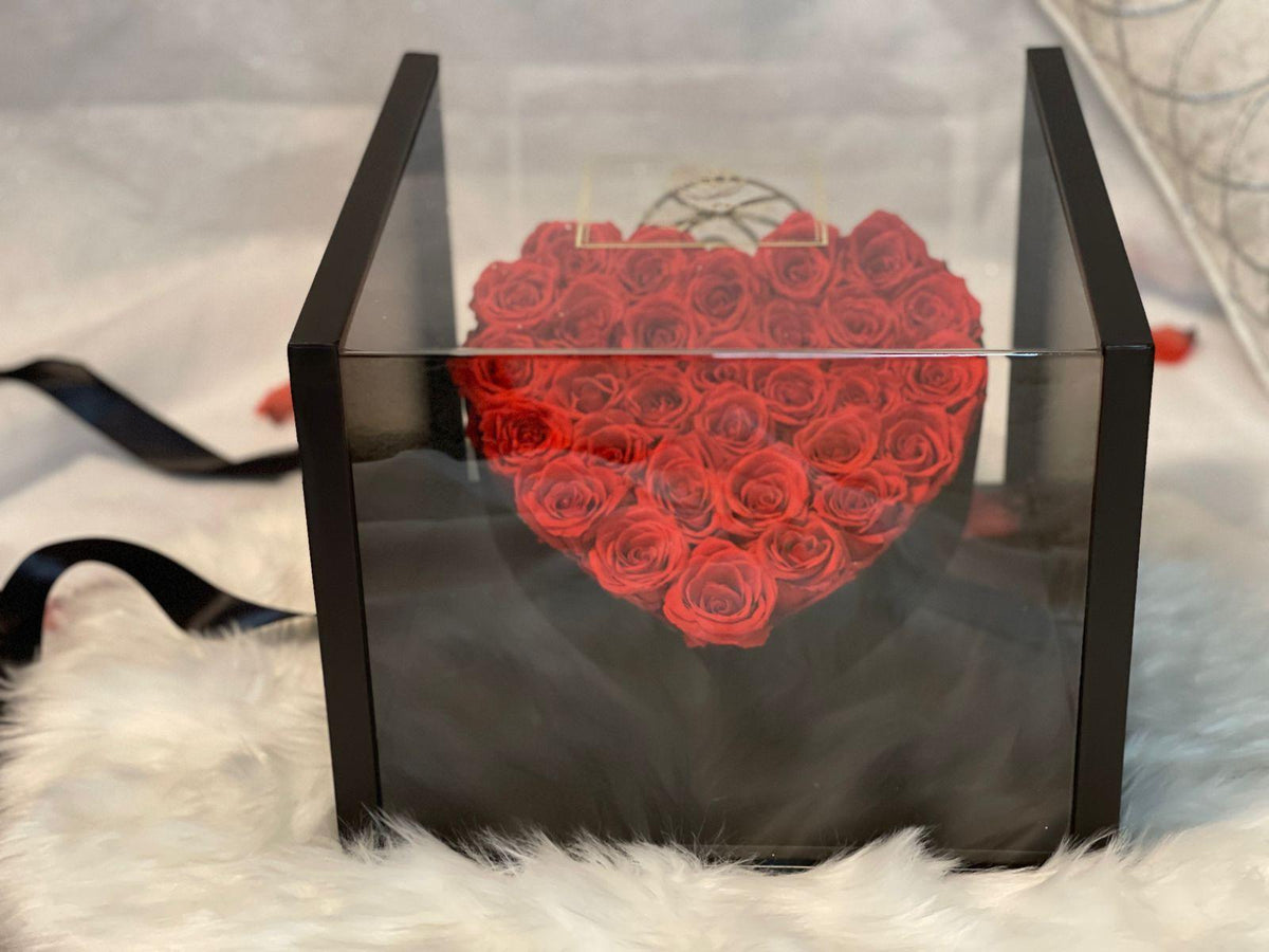 Preserved Roses Box | 3D Acrylic Heart Rose Box | Calgary Gift Shop